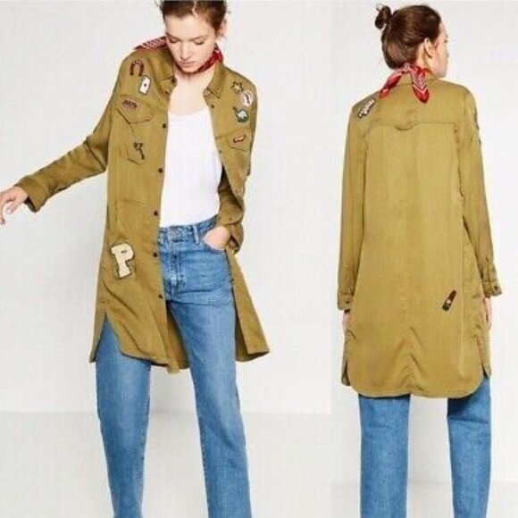 Zara | Jackets & Coats | Zara Trf Versatile Button Up Patch Shirt Dress ...